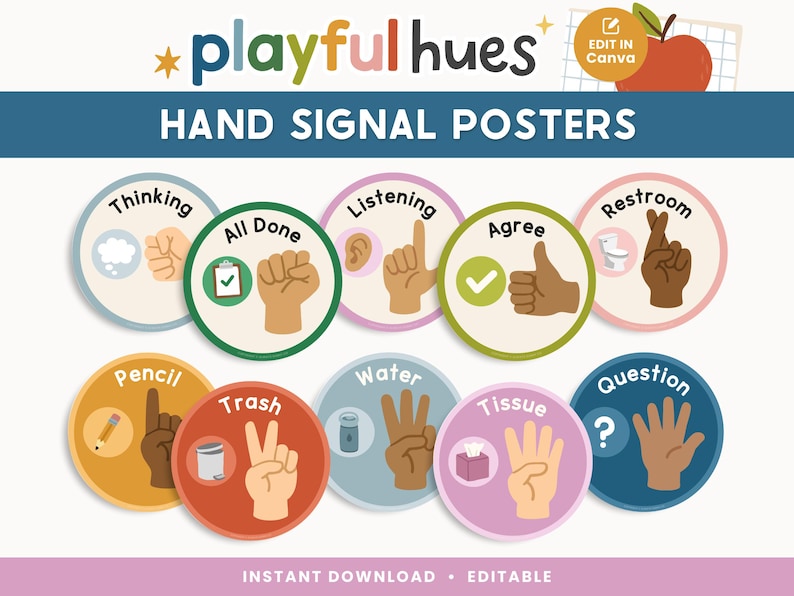 Classroom Hand Signal Posters | Printable Classroom Management Posters ...