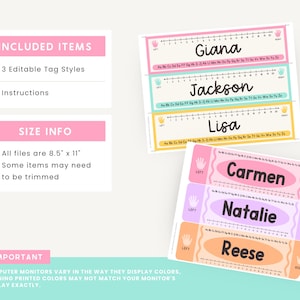 Student Desk Name Labels, Editable Classroom Printables, Student Name ...