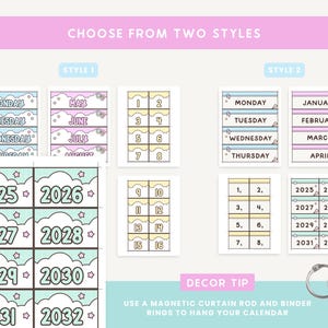 Classroom Flip Calendar Display, Cute Pastel Classroom Decor, Editable ...