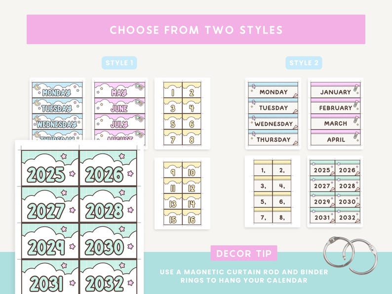 Classroom Flip Calendar Display, Cute Pastel Classroom Decor, Editable ...