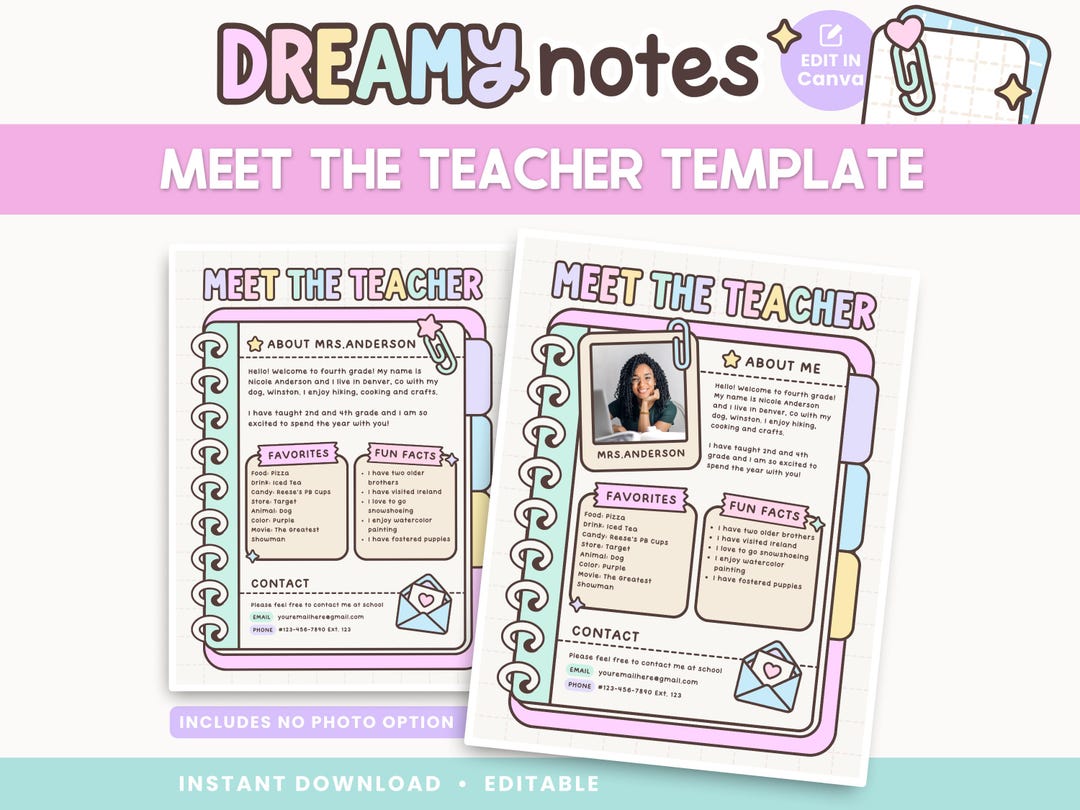 Meet the Teacher Classroom Printable Template, Teacher Introduction ...