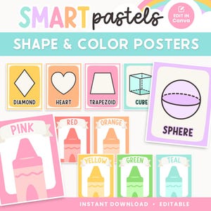 Classroom Shapes and Colors Printable Display, Editable in Canva ...