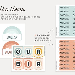 Classroom Birthday Printable Display, Editable in Canva, Cute Pastel ...