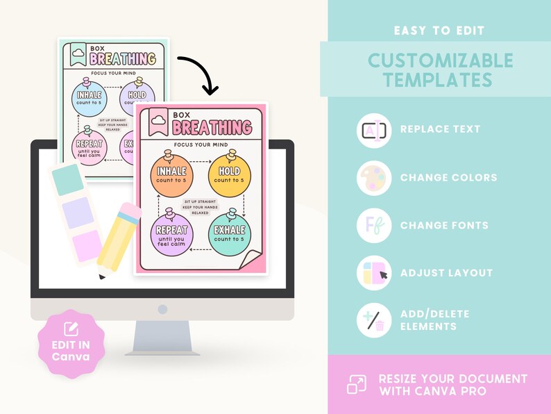 Calming Corner Editable Classroom Printables | Calm Down Skills ...