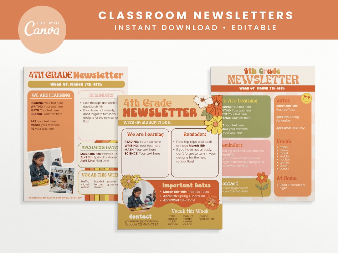Classroom Newsletter Editable Templates Back to School - Etsy