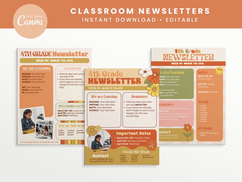 Classroom Newsletter Editable Templates Back to School - Etsy