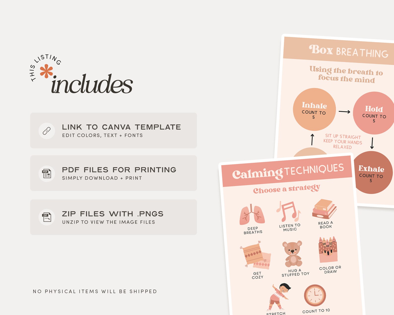 Calming Corner Editable Classroom Printables, Neutral Boho Canva ...