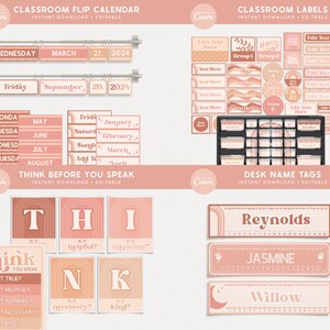 Editable Classroom Rosy Boho Complete Collection Printable Bundle ...