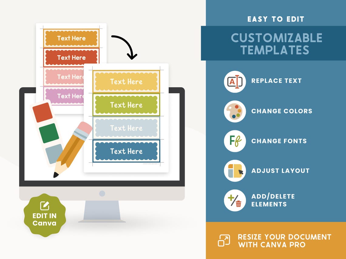 Editable Classroom Labels | Playful Hues Canva Template | Classroom ...