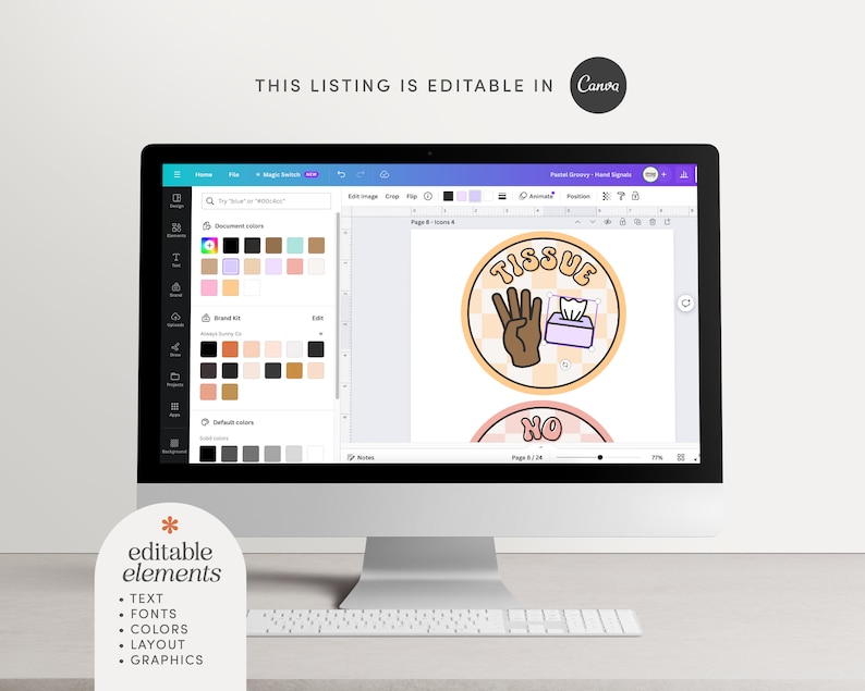 Classroom Hand Signals Poster Display, Editable in Canva, Pastel Groovy ...