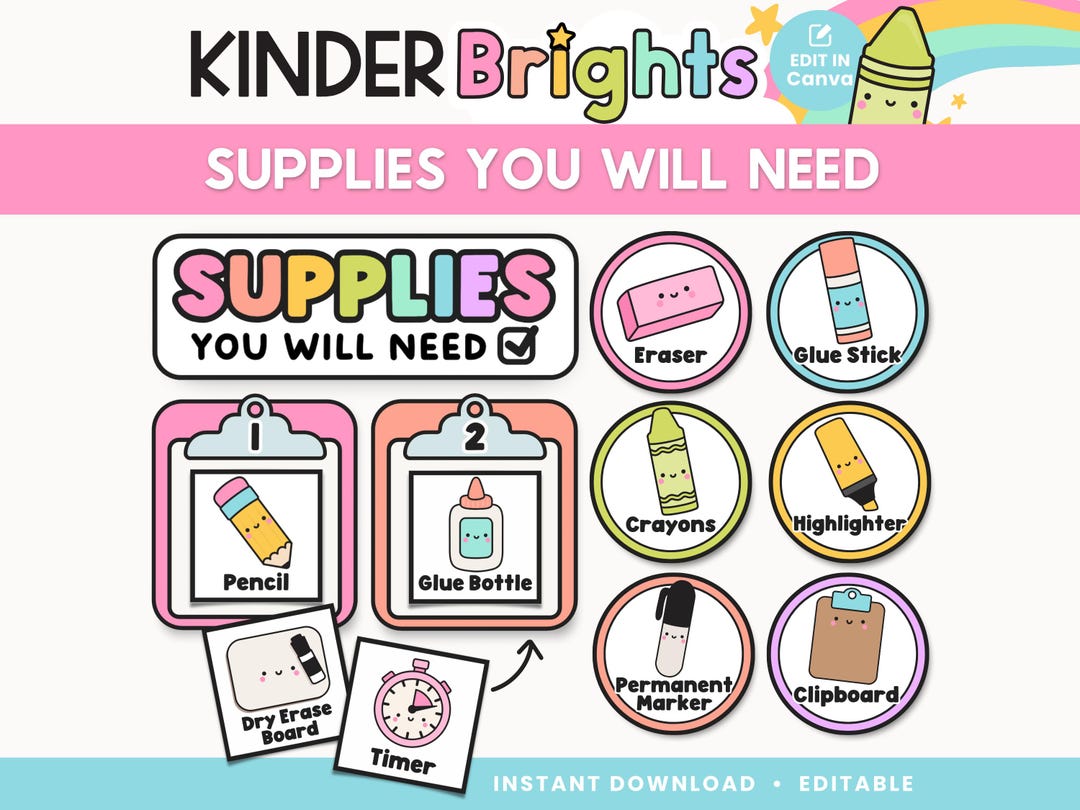 Editable Classroom Supply Cards | Supplies You Will Need Display ...