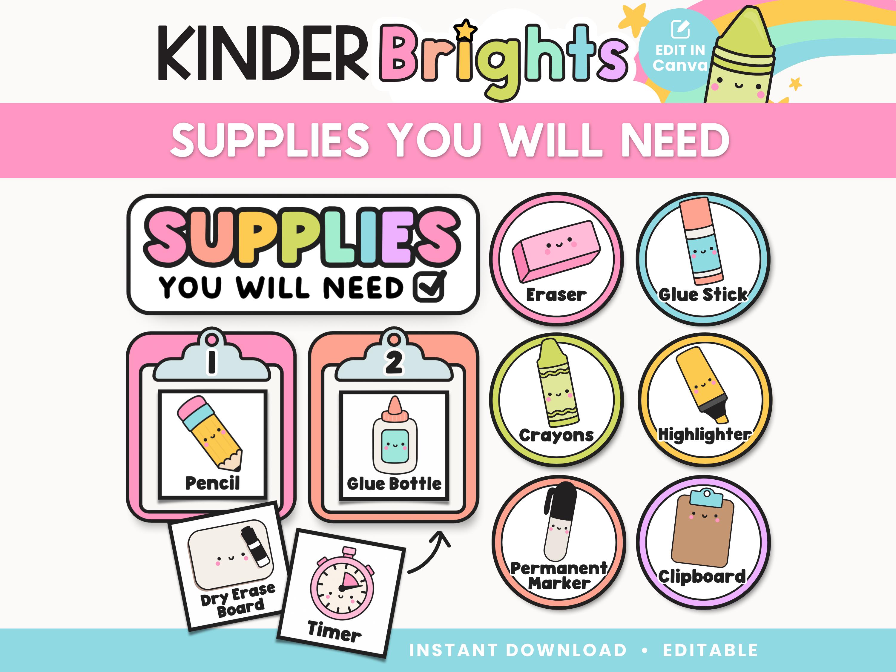 Editable Classroom Supply Cards | Supplies You Will Need Display ...