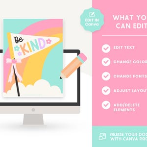 Growth Mindset Editable Classroom Printable Posters, Bright Pastel ...