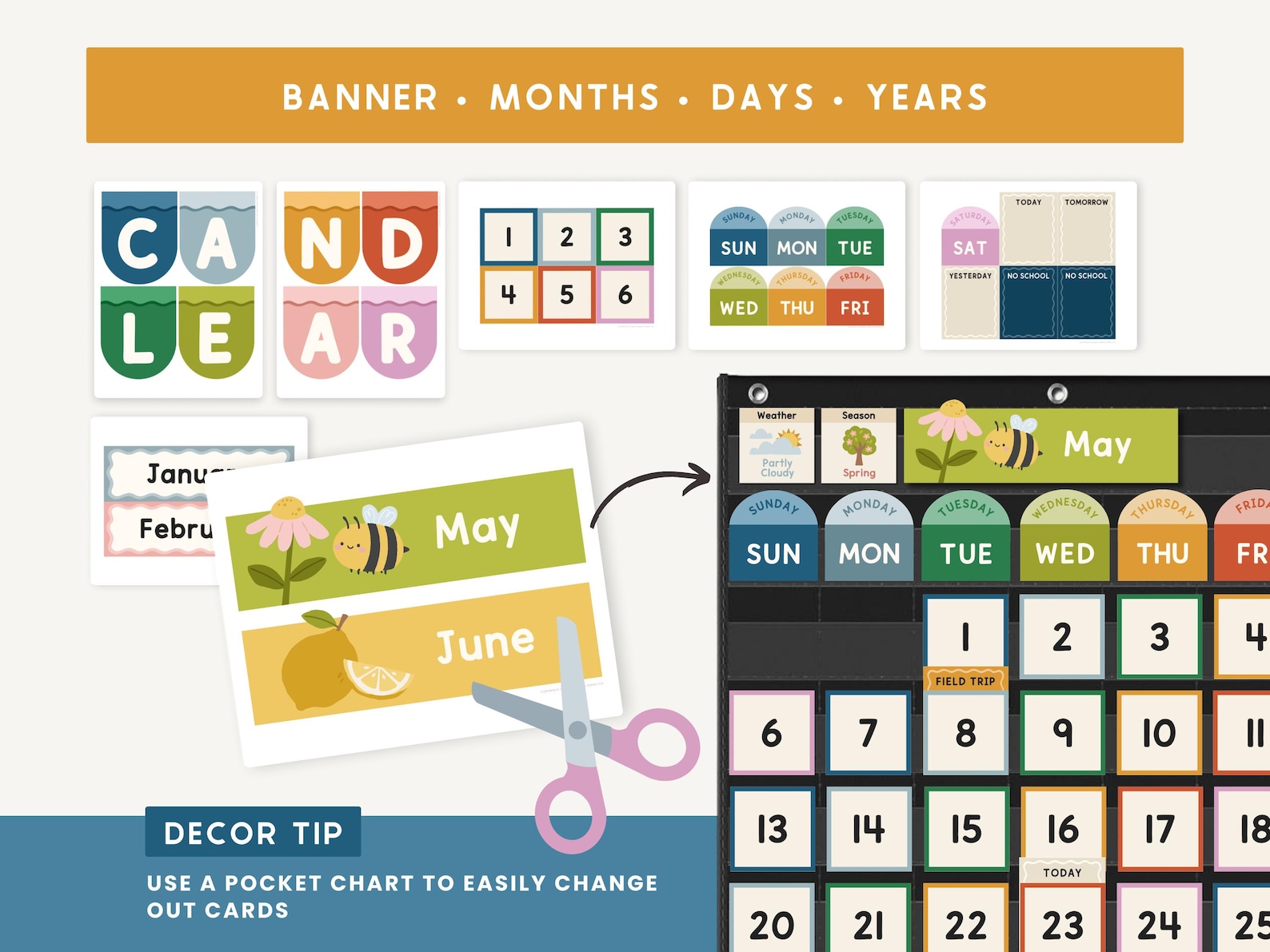 Editable Classroom Calendar | Playful Hues Canva Template | Printable ...