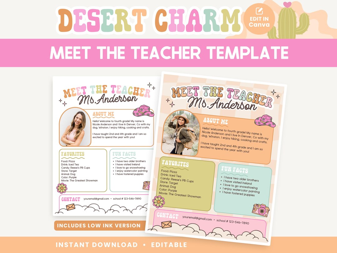 Meet the Teacher Classroom Printable Template, Teacher Introduction ...