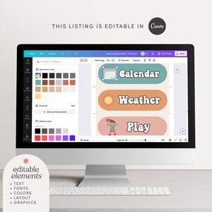 Classroom Schedule, Editable Groovy Canva Template, Retro Classroom ...