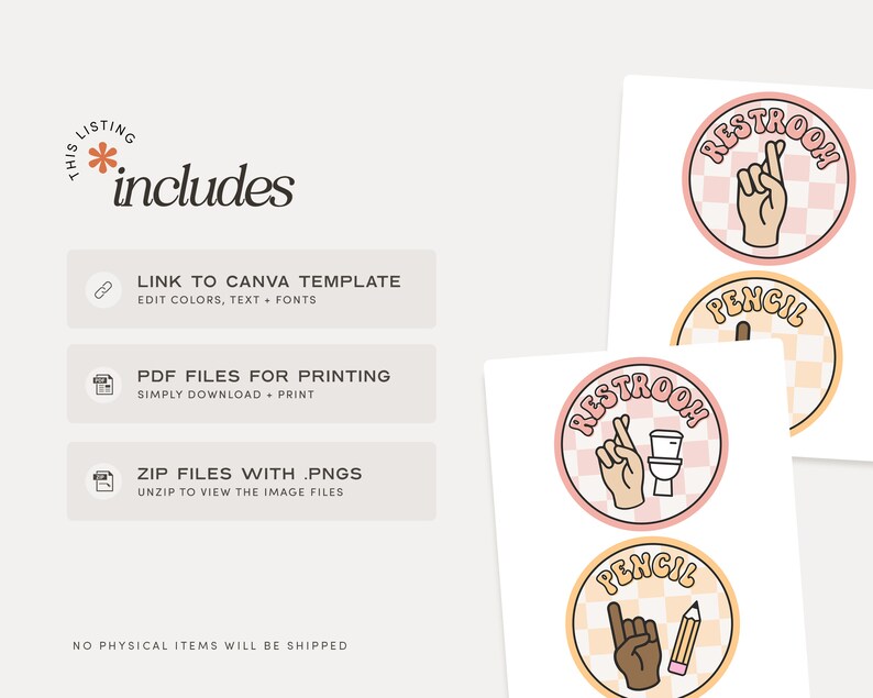 Classroom Hand Signals Poster Display, Editable in Canva, Pastel Groovy ...