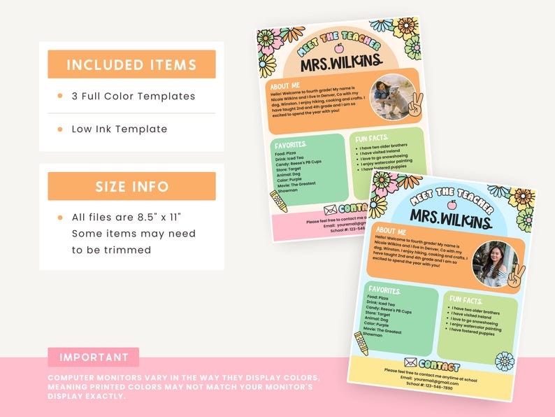 Editable Meet the Teacher Template | Retro Sunshine Canva Template ...