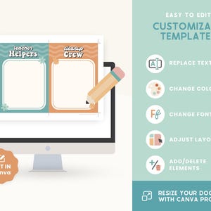 Classroom Job Display, Editable Groovy Canva Templates, Retro Classroom ...