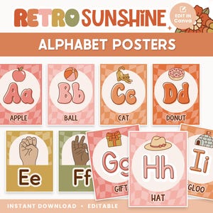 Alphabet Classroom Editable Posters, Groovy Cursive Letter Templates ...