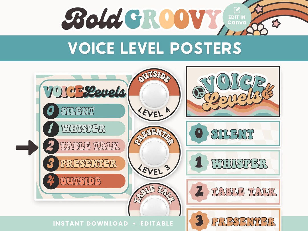Voice Level Chart Classroom Printable Display, Editable in Canva ...