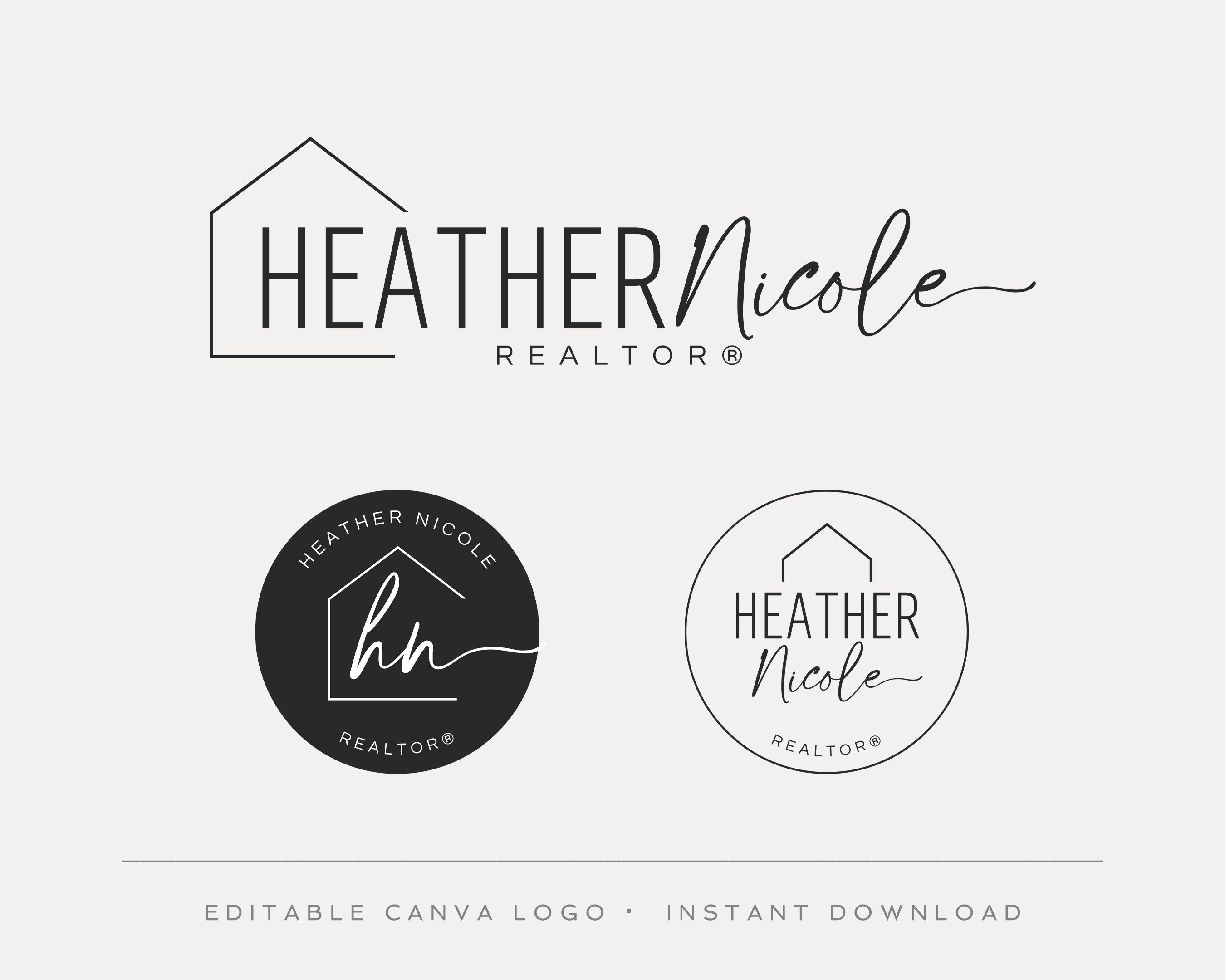 Editable Logo Design, DIY Canva Realtor House Logo, Elegant Logo, Real ...