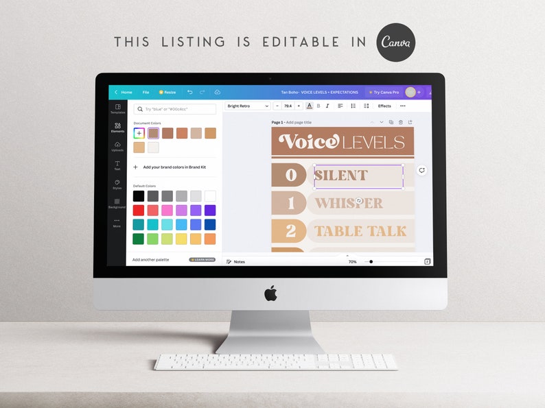 Voice Level Chart Classroom Printable Poster Editable in - Etsy