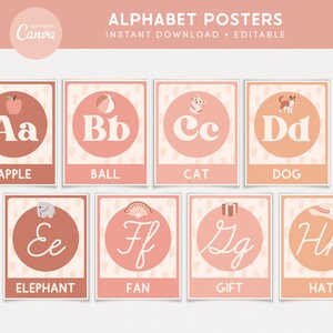 Editable Classroom Decor Rosy Boho Bundle, Pink Printable Canva ...