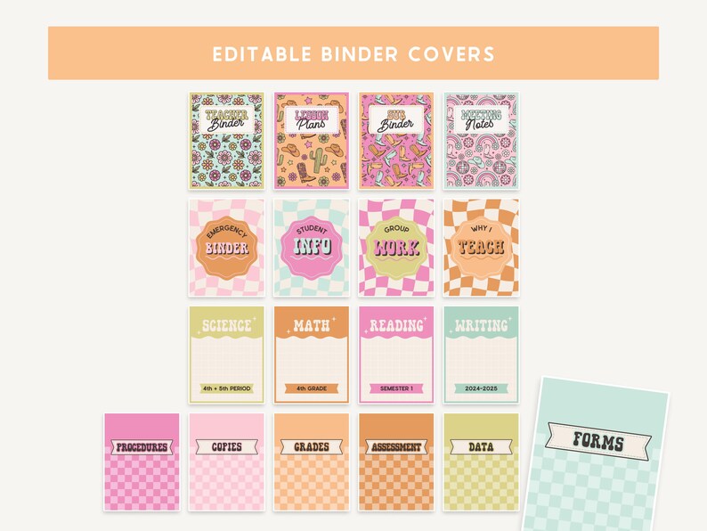 Classroom Binder Covers and Spines, Editable Bright Desert Teacher ...