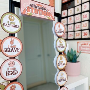 Classroom Affirmation Station Display, Retro Groovy Classroom Decor ...