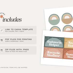 Classroom Job Display, Editable Canva Templates, Modern Boho Classroom ...