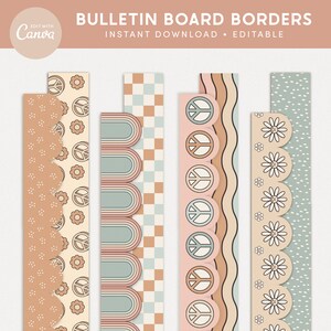 Classroom Bulletin Board Borders, Editable Canva Templates, Groovy ...