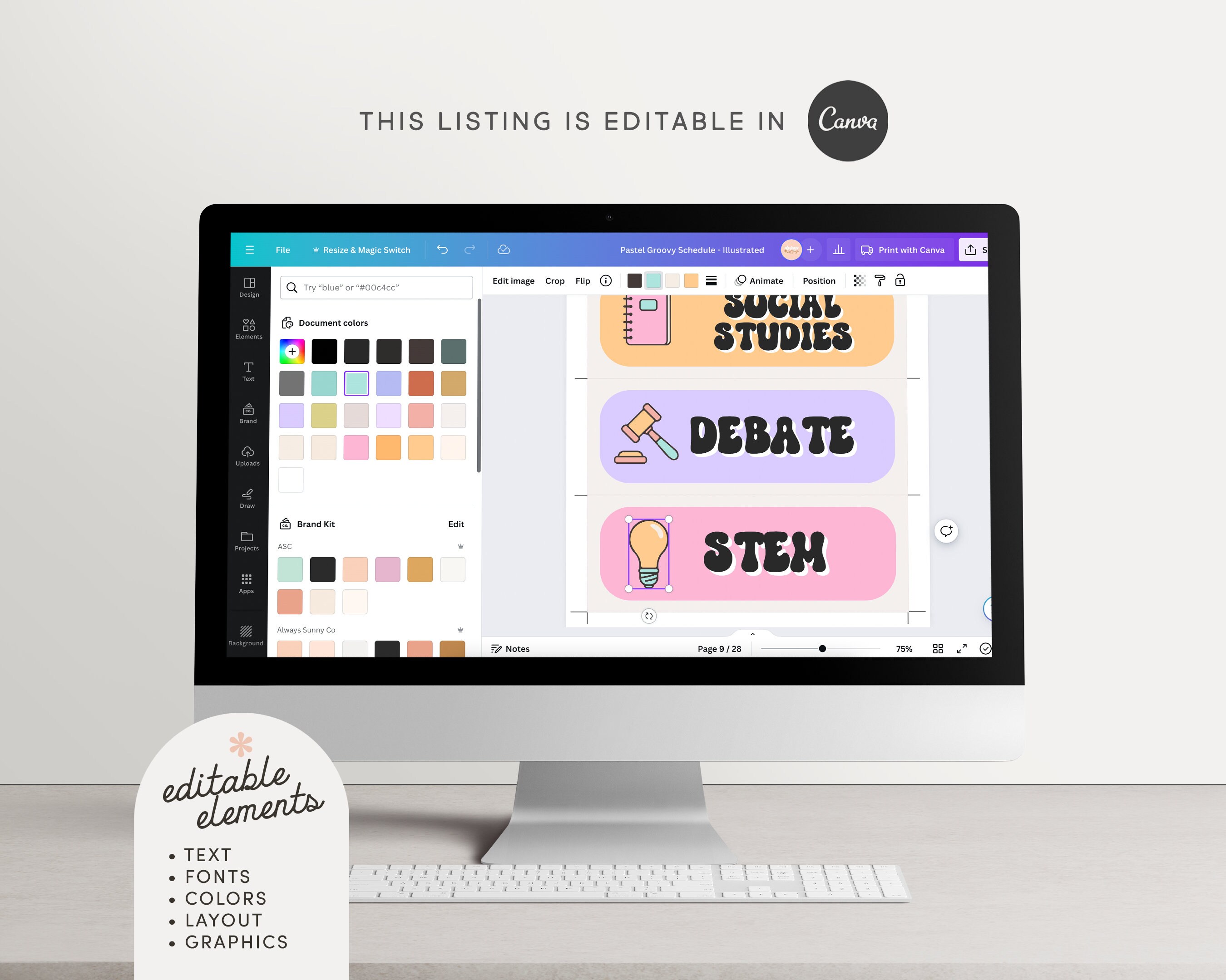 Classroom Schedule, Editable Classroom Printables, School Timetable ...