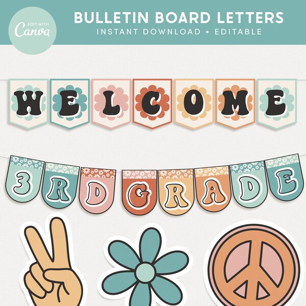 Welcome in Groovy Letters - Etsy