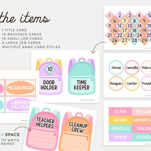 Classroom Job Display, Editable Retro Canva Templates, Bright Pastel ...