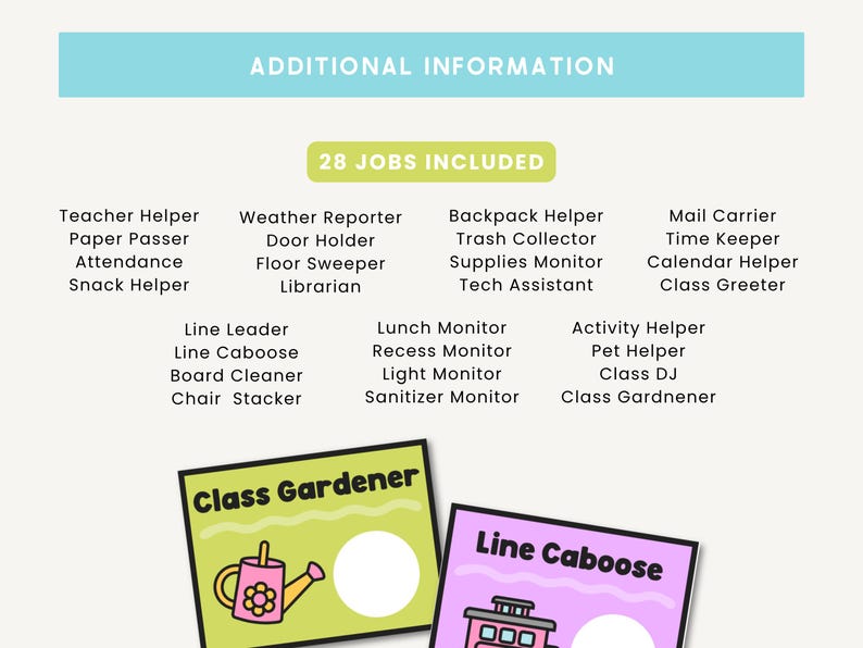 Editable Classroom Jobs Display | Kinder Brights Theme | Student Job ...
