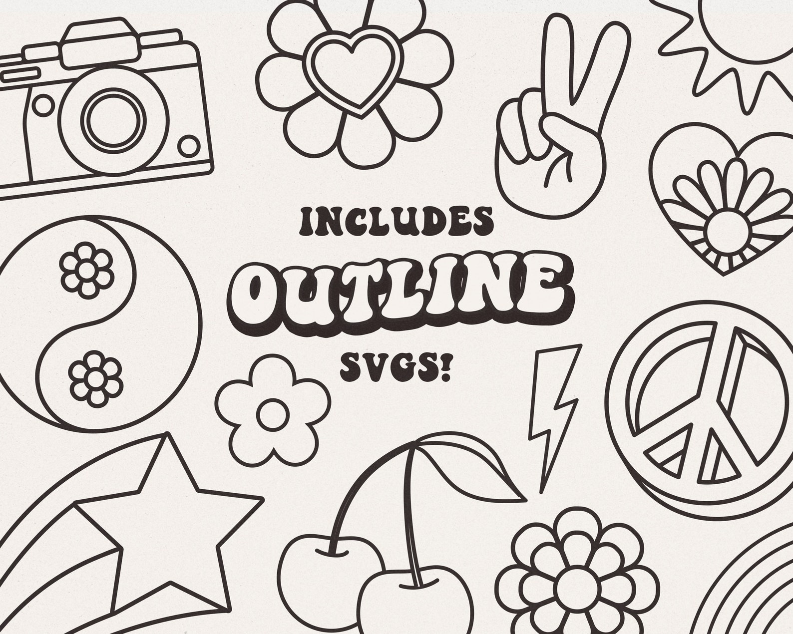 Groovy Retro Clip Art SVGS, Pngs, EPS, AI Files, Mellow Vibes Flower ...