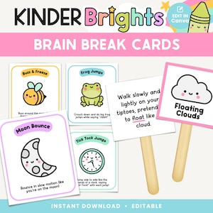 Editable Classroom Brain Break Cards | Movement Cards | Teacher ...