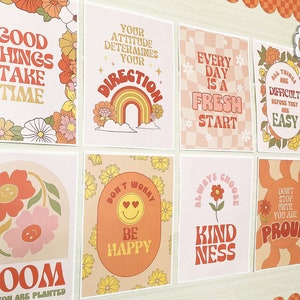 Growth Mindset Editable Classroom Printable Posters, Retro Sunshine ...