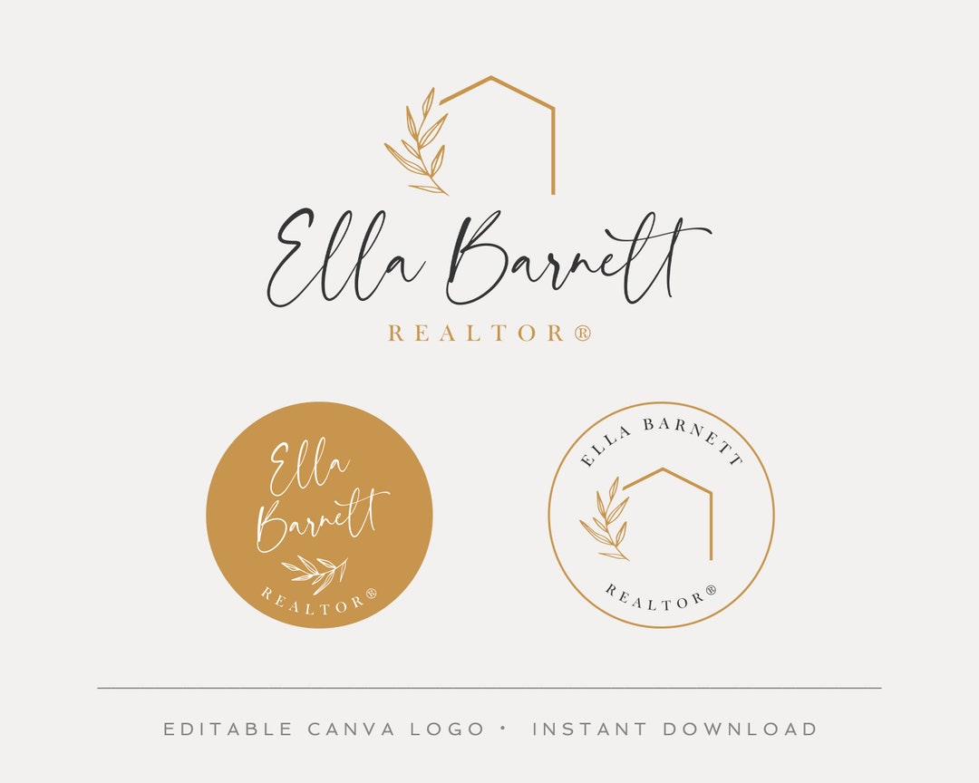 Editable Logo Design, DIY Canva Realtor House Logo, Elegant Logo, Real ...