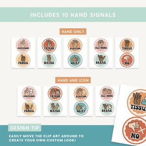 Classroom Hand Signals Poster Display, Editable in Canva, Retro Groovy ...