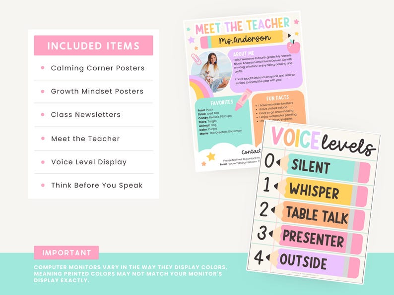 Editable Classroom Management Printable Bundle, Bright Pastels Growth ...