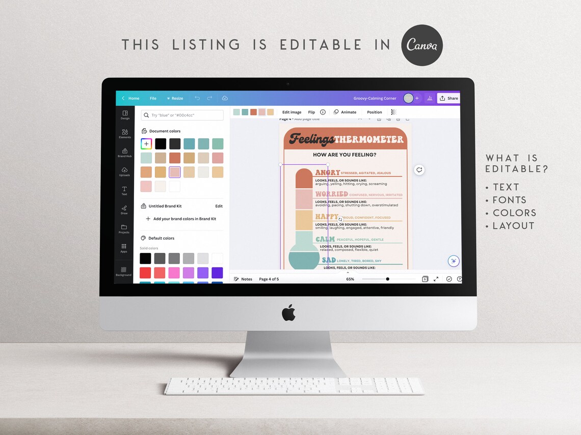 Calming Corner Editable Classroom Printables Calm Down - Etsy