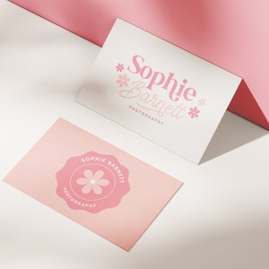 Editable Canva DIY Modern Boho Logo: Elegant Pink Flower Groovy Design ...