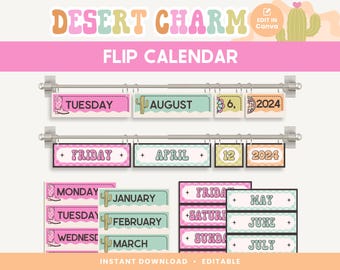 Classroom Flip Calendar Display, Bright Desert Classroom Decor ...