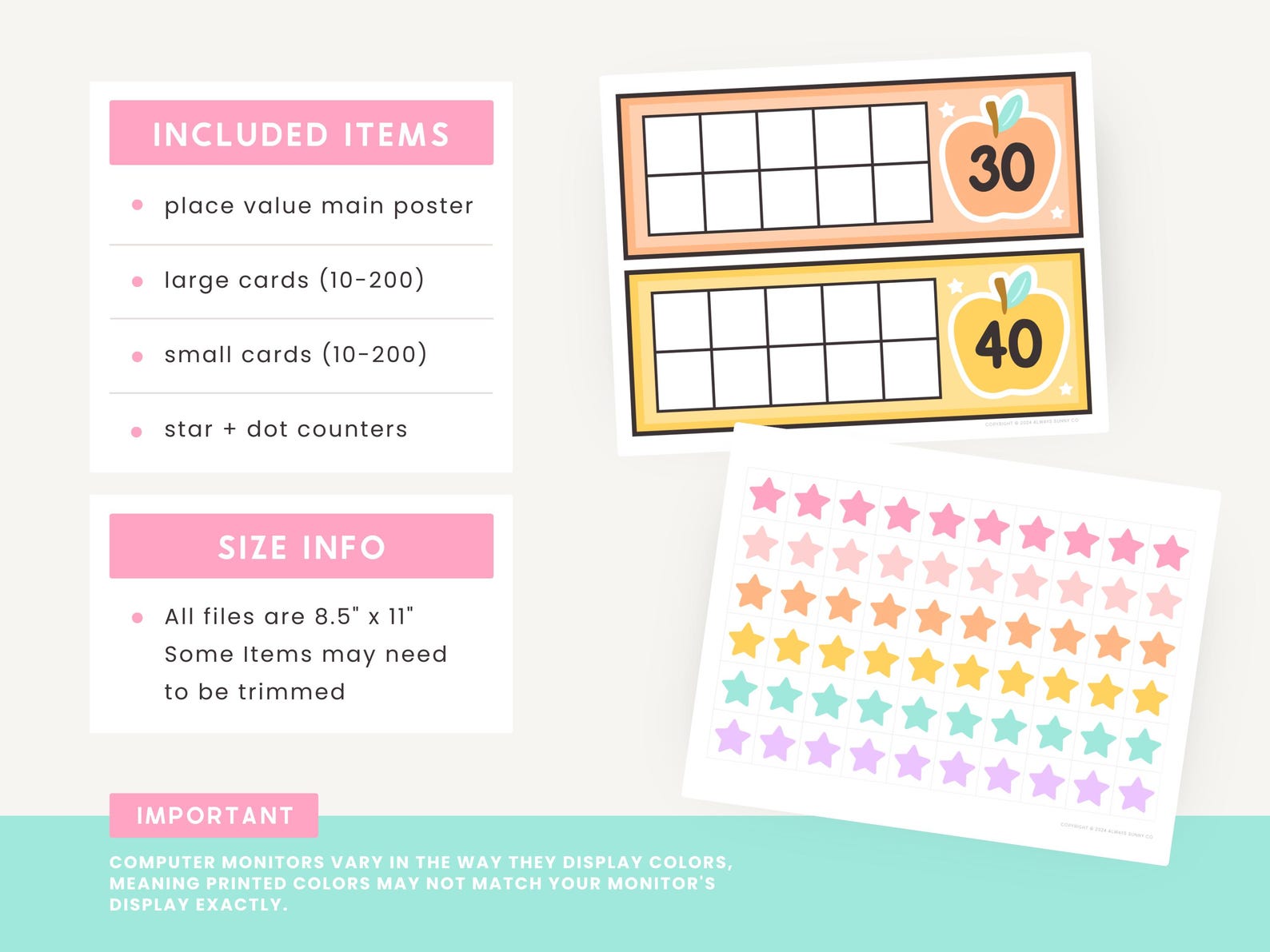 Classroom Days in School Ten Frames Printable Display, Editable in ...