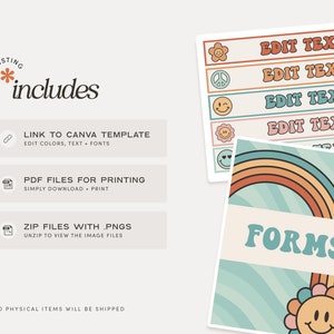 Classroom Binder Covers and Spines, Editable Groovy Retro Teacher ...