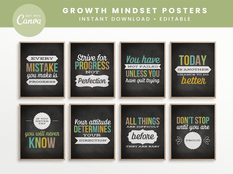 Editable Growth Mindset Classroom Printable Posters, Canva Classroom ...