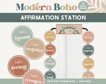 Classroom Affirmation Station Display, Modern Boho Classroom Decor ...