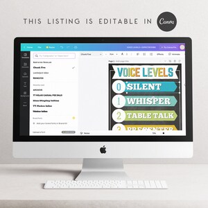 Voice Level Chart Classroom Printable Poster, Editable in Canva ...